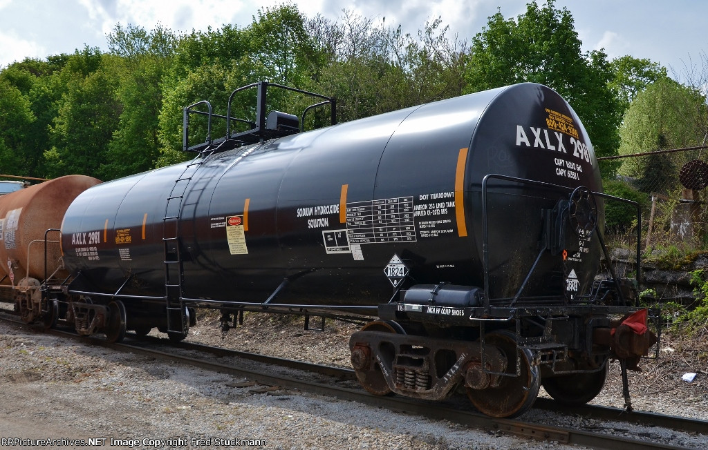 AXLX 2981 waits at River Valley's private crossing.